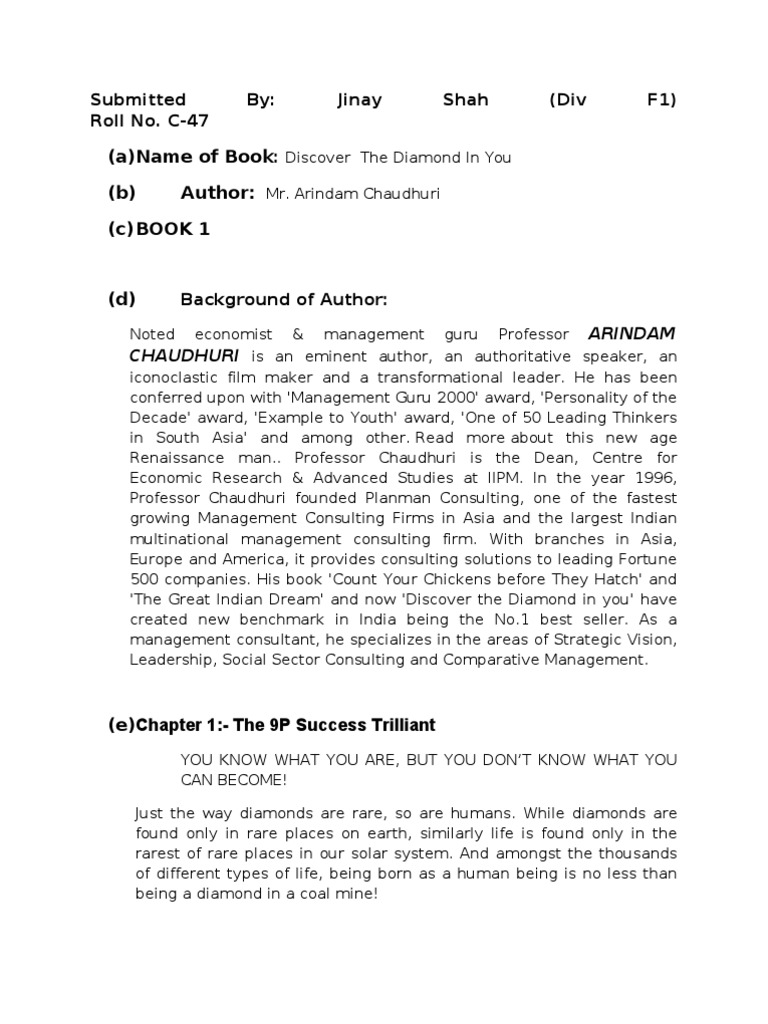 Summary of Discover The Diamond in You | PDF | Diamond | Motivation