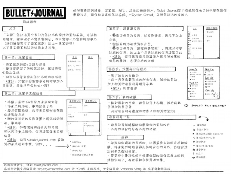 Chinese Bullet Journal Reference Guide中国語 | PDF