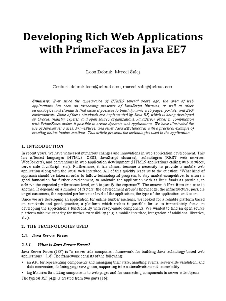Developing Rich Web Applications With Prime Faces in Java EE7 | PDF | Enterprise Java Beans ...