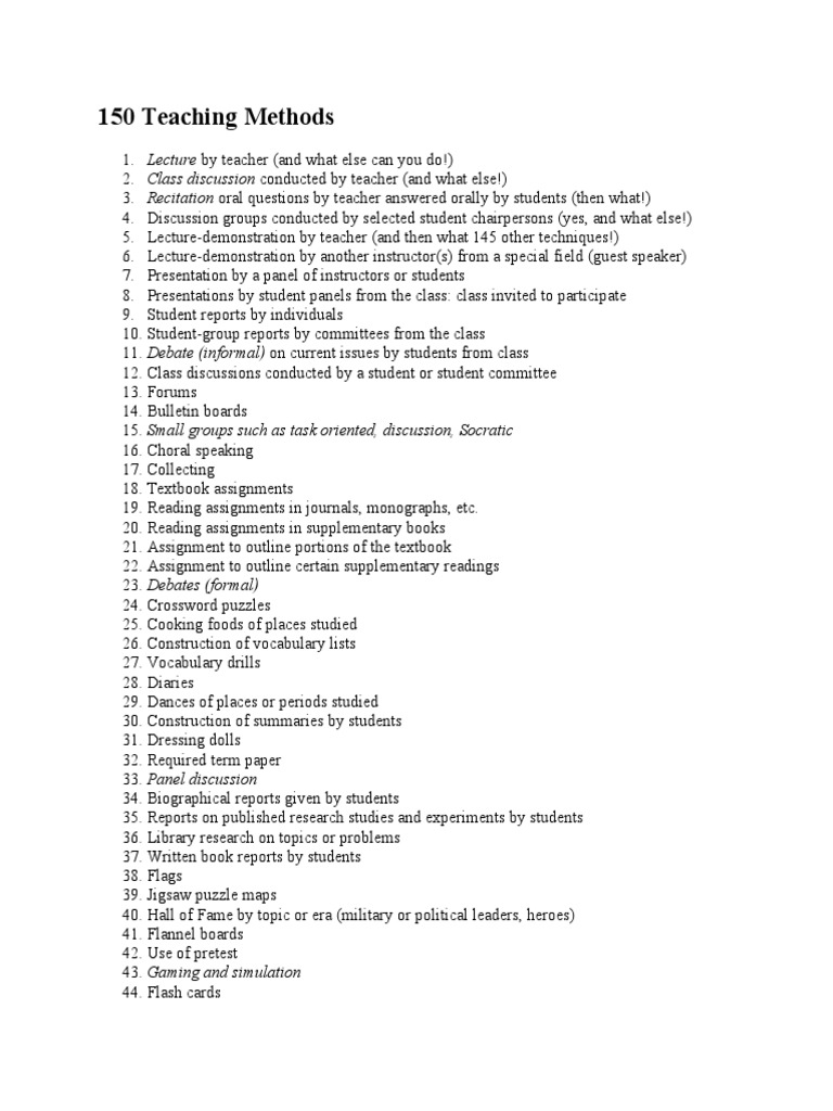 150 Teaching Methods