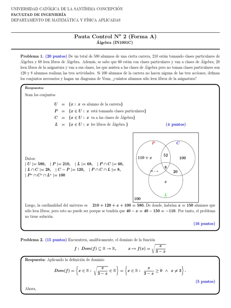 Pauta Control 2 Formaa IN1001c 2018 1 | PDF | Función (Matemáticas) | Conceptos matemáticos