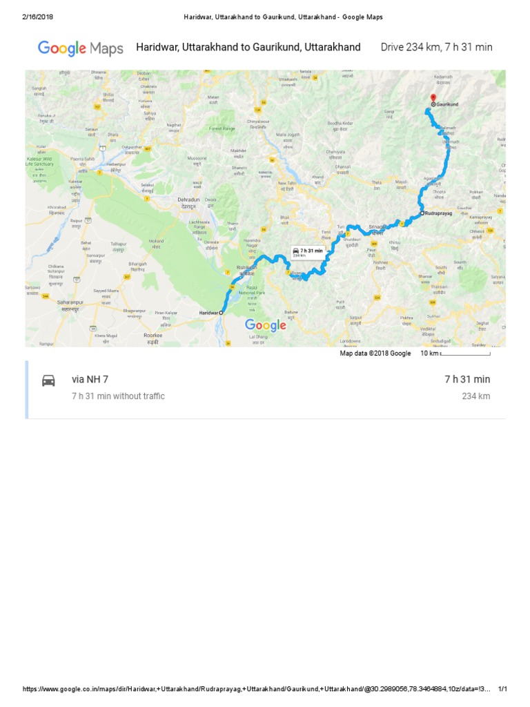 Haridwar, Uttarakhand To Gaurikund, Uttarakhand - Google Maps | PDF
