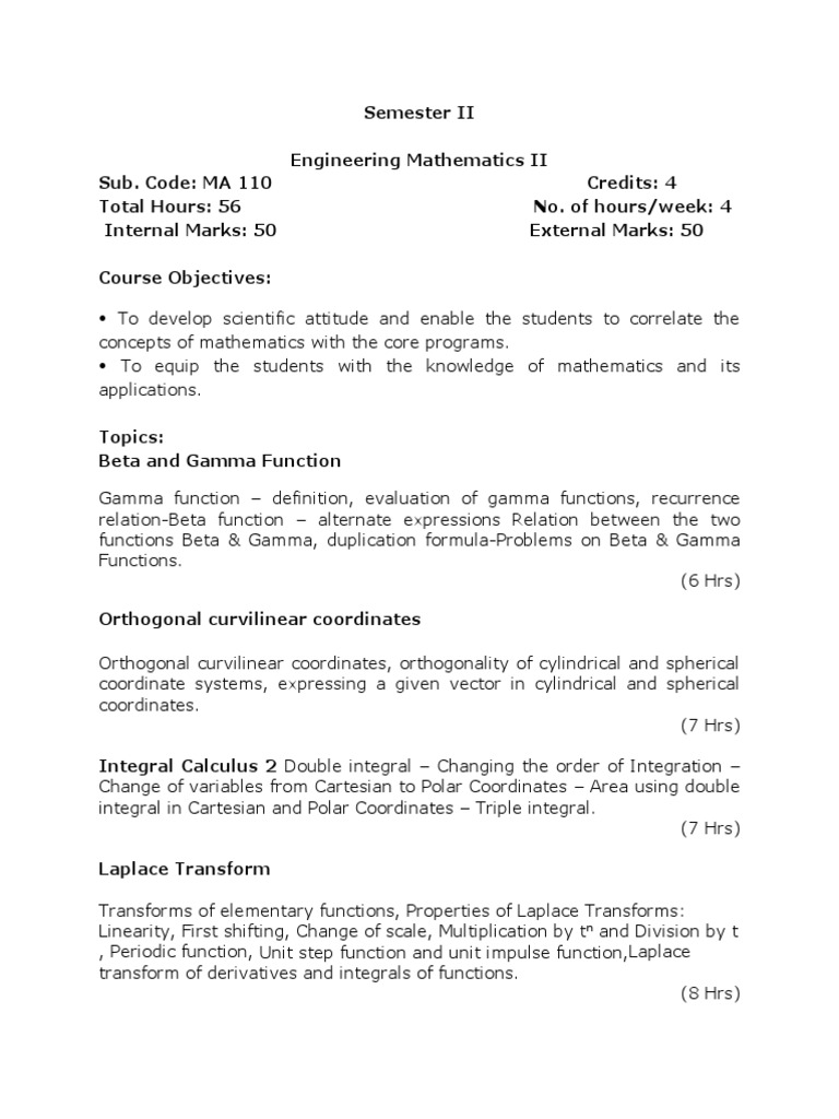 MA201 | PDF | Equations | Laplace Transform