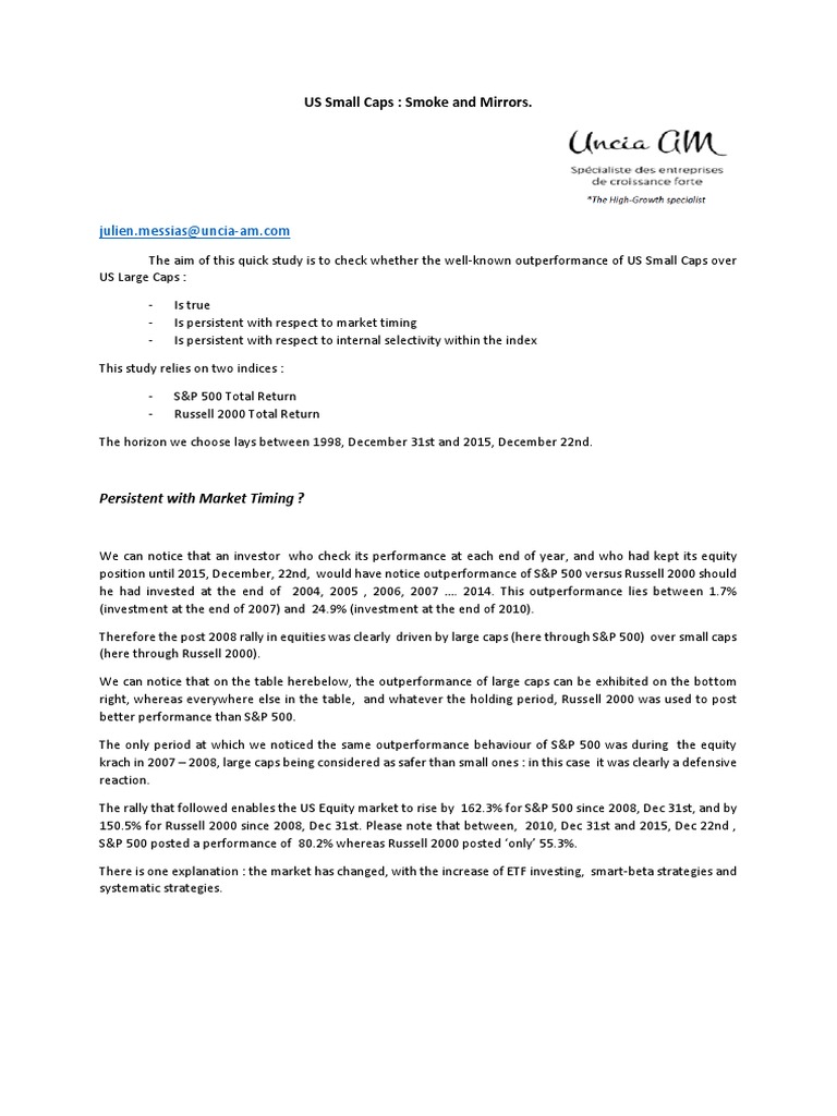 US Small Caps | PDF | S&P 500 Index | Stock Market Index