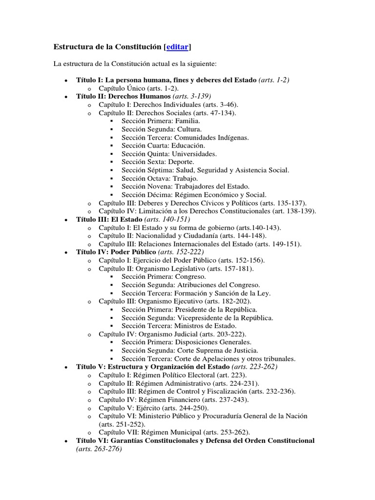 Estructura De La Constitución Pdf Constitución Gobierno