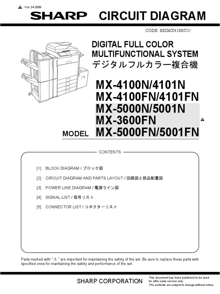 Sharp mx-3600 mx-4100 mx-4101 mx-5000 mx-5001 | PDF