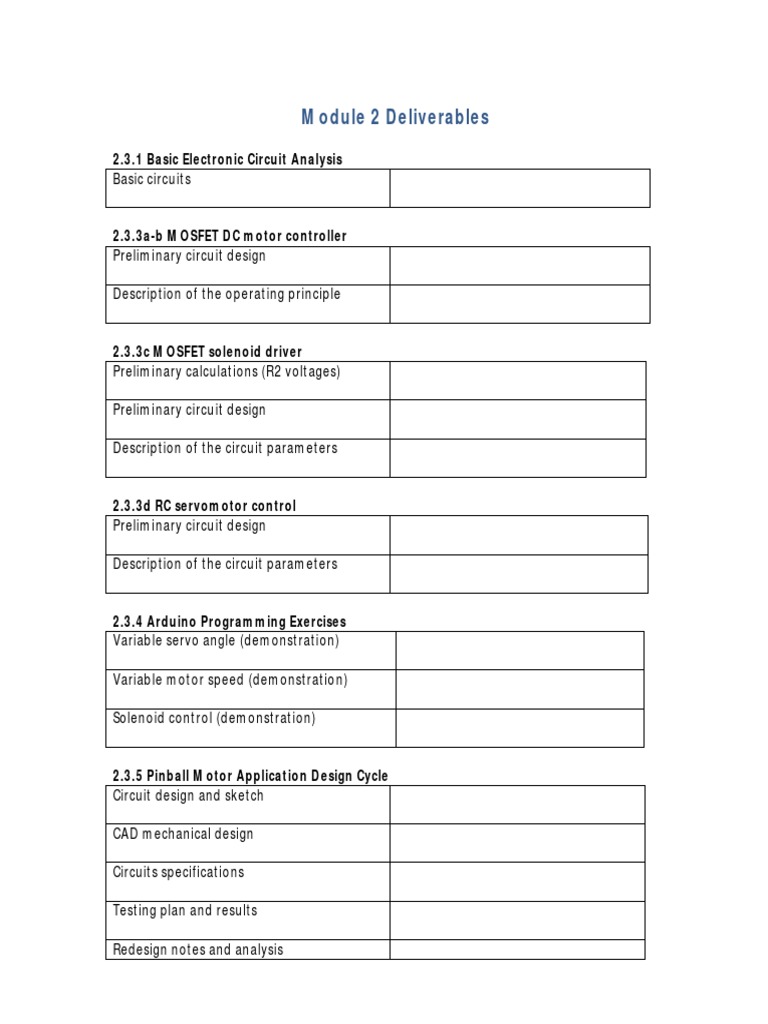 Module 2 Deliverables: 2.3.1 Basic Electronic Circuit Analysis | PDF
