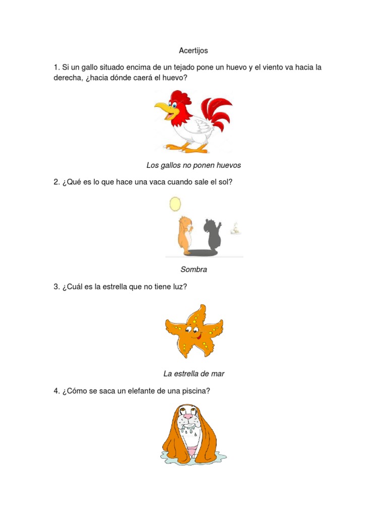 Acertijos y Adivinanzas para Niños | PDF | León | Lobo gris