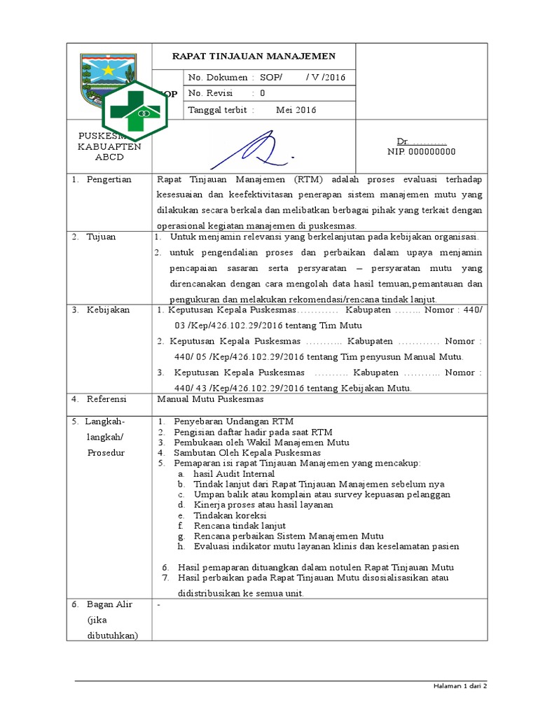 Contoh - Sop RTM | PDF | Bisnis