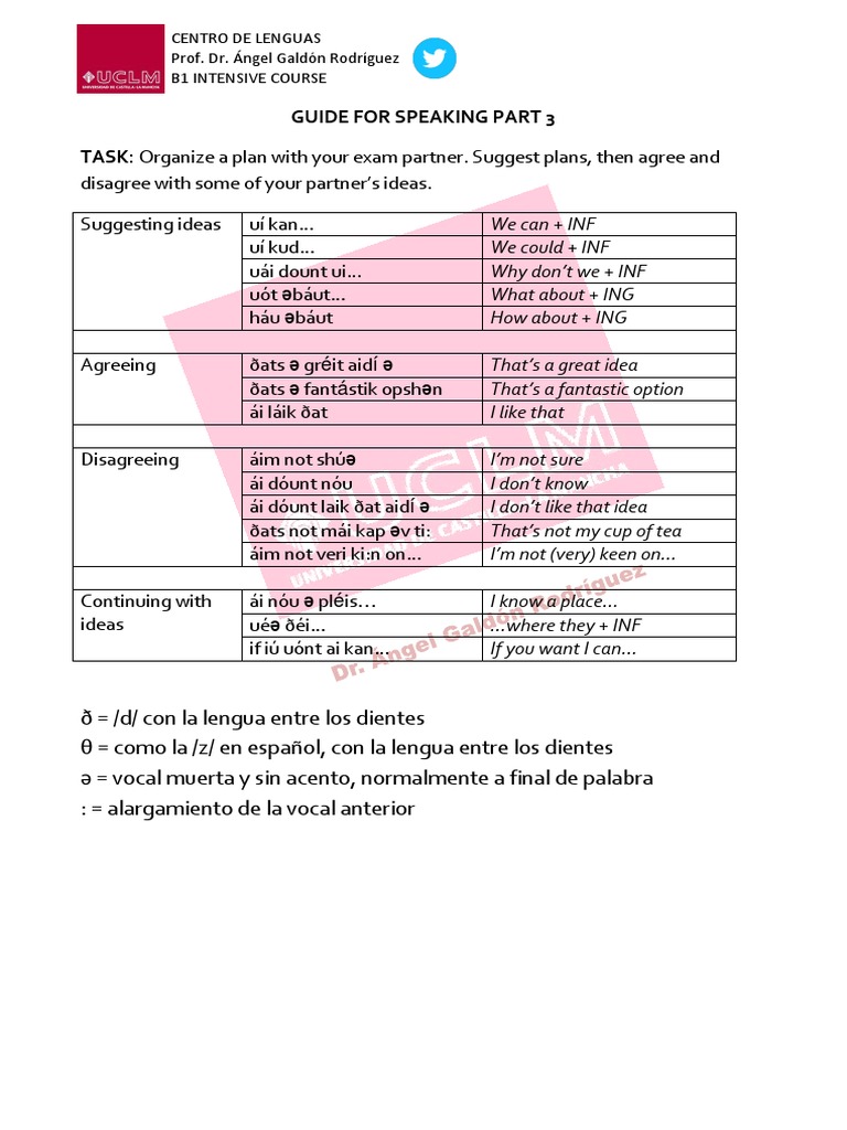 Guide For Speaking Part 3 TASK: Organize A Plan With Your Exam Partner ...