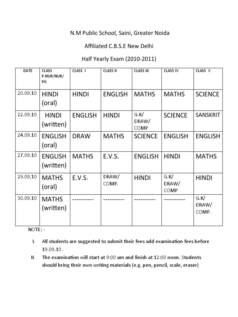 Time Table | PDF