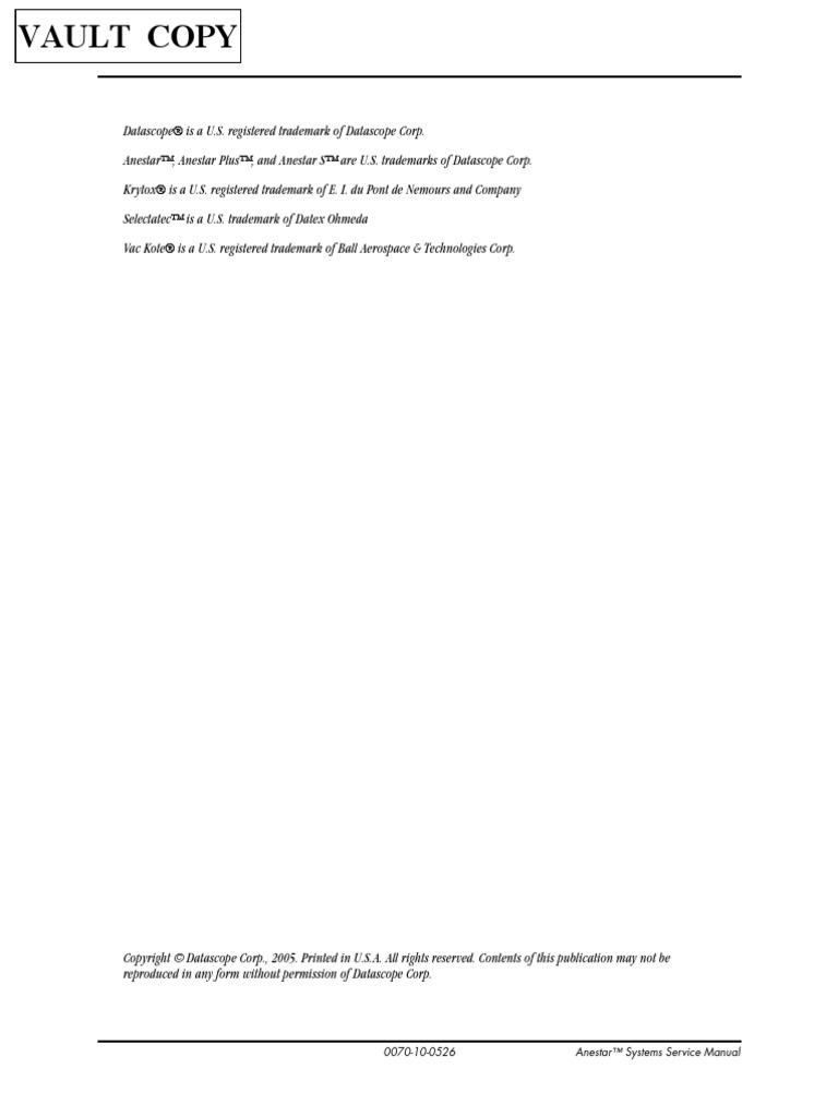 Manual de Servicio Maq Anestesia Datascope Anestar S PDF | PDF ...