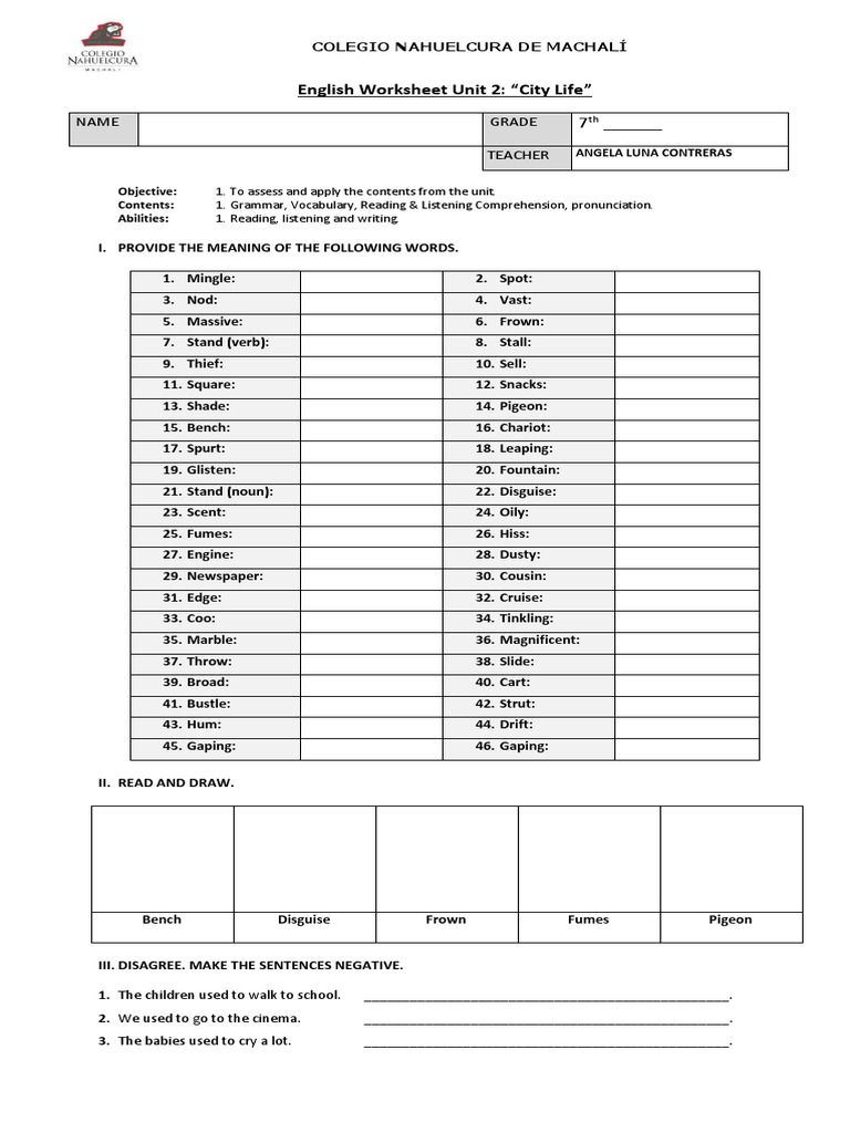 English Worksheet Unit 2 7th Grade | PDF | Linguistic Typology | Syntax
