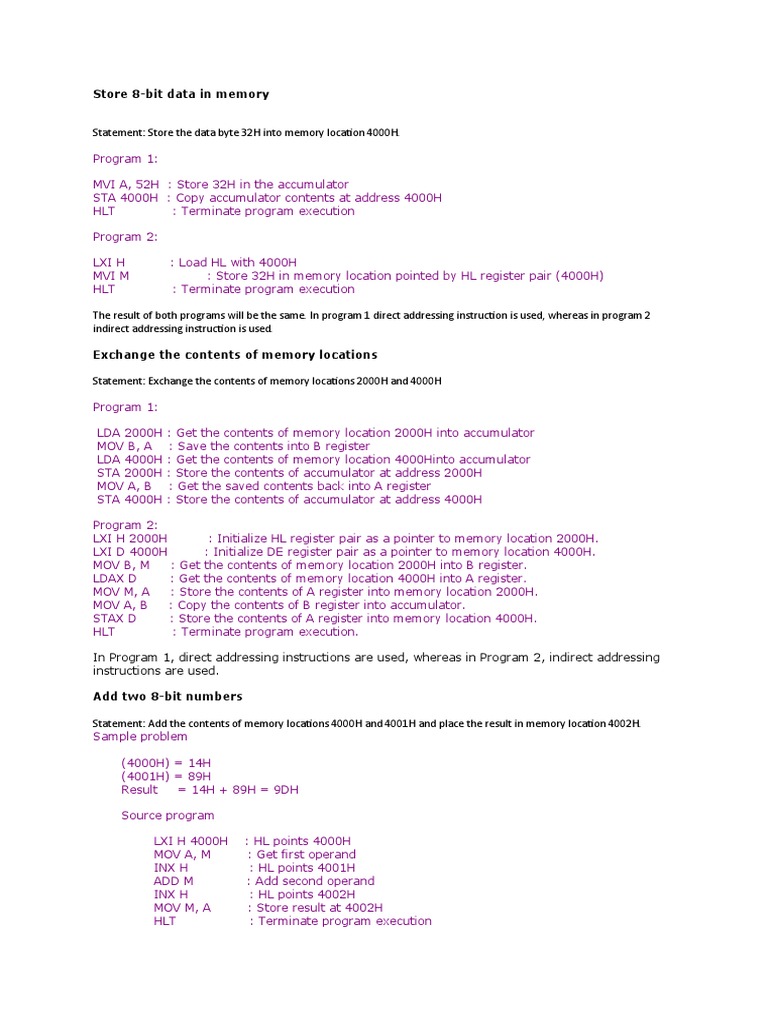 Store 8-Bit Data in Memory | PDF | Binary Coded Decimal | Computer ...
