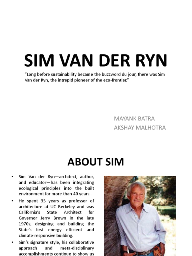 Sim Van Der Ryn | PDF | Ecology | Sustainability