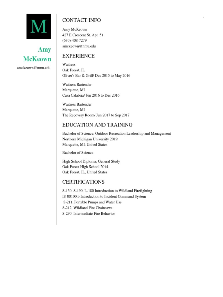 Amy Mckeown Resume 1 1 | PDF