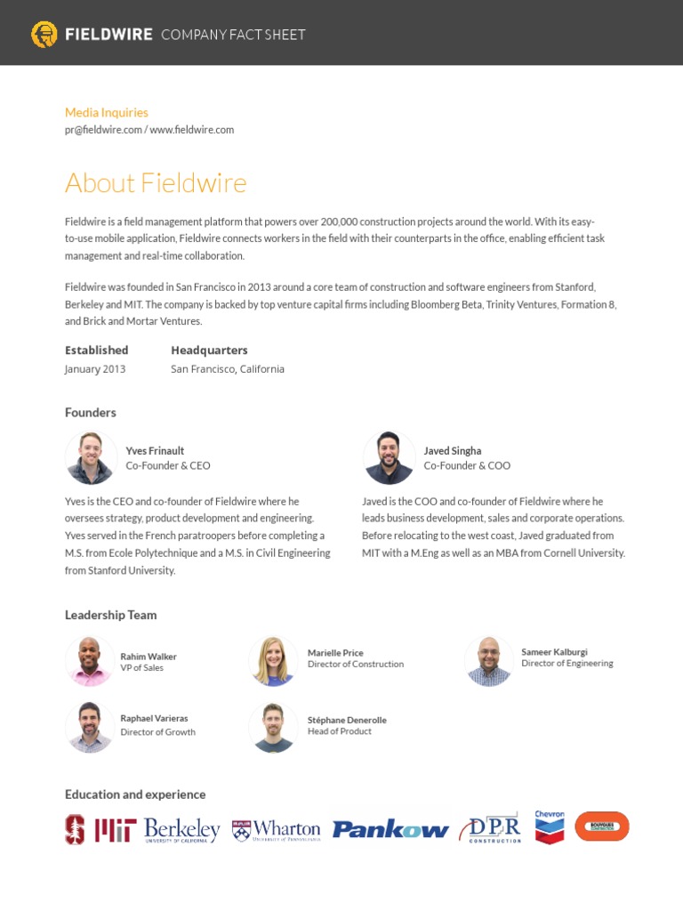Fieldwire: Construction Management Platform Overview | PDF ...