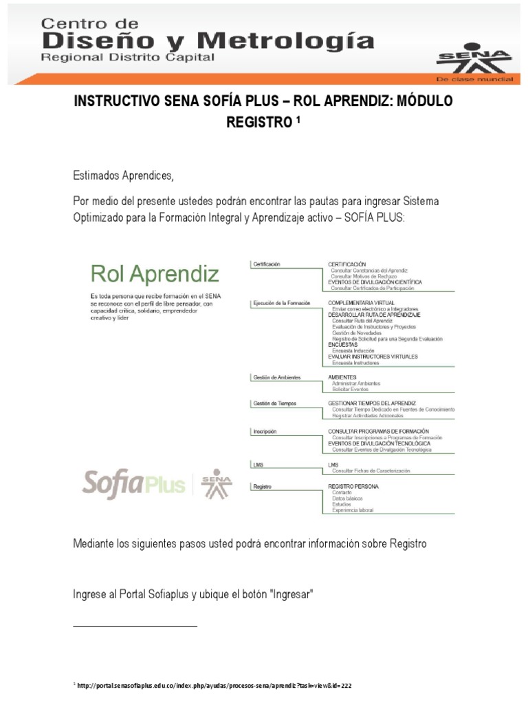 Instructivo Sena Sofía Plus - Registro (Actualizar Datos) | PDF | Aprendizaje | Modificación de ...