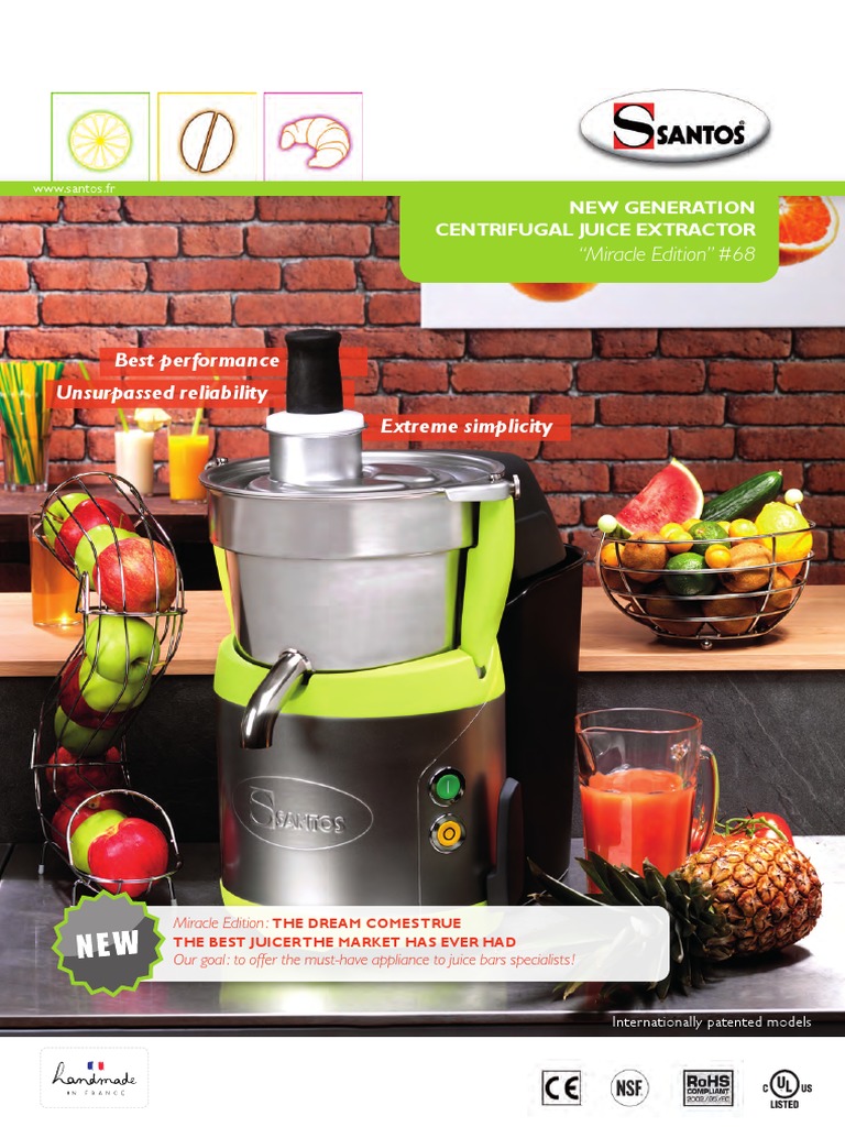 Centrifugal Juicer Extractor Santos 68 | PDF | Blender | Juice