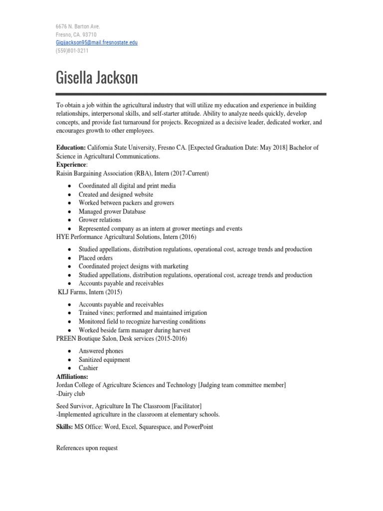 Gisella Jackson Resume 2018 | PDF | Career & Growth
