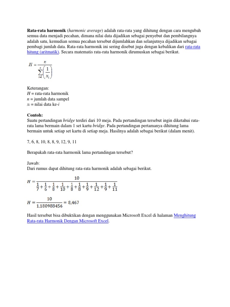 Rata-rata Harmonik dan Geometrik | PDF | Metode & Bahan Ajar