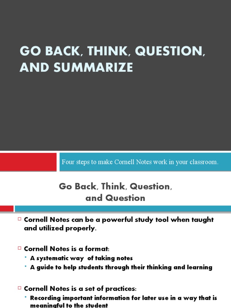 Go Back, Think, Question, and | PDF | Teachers | Learning
