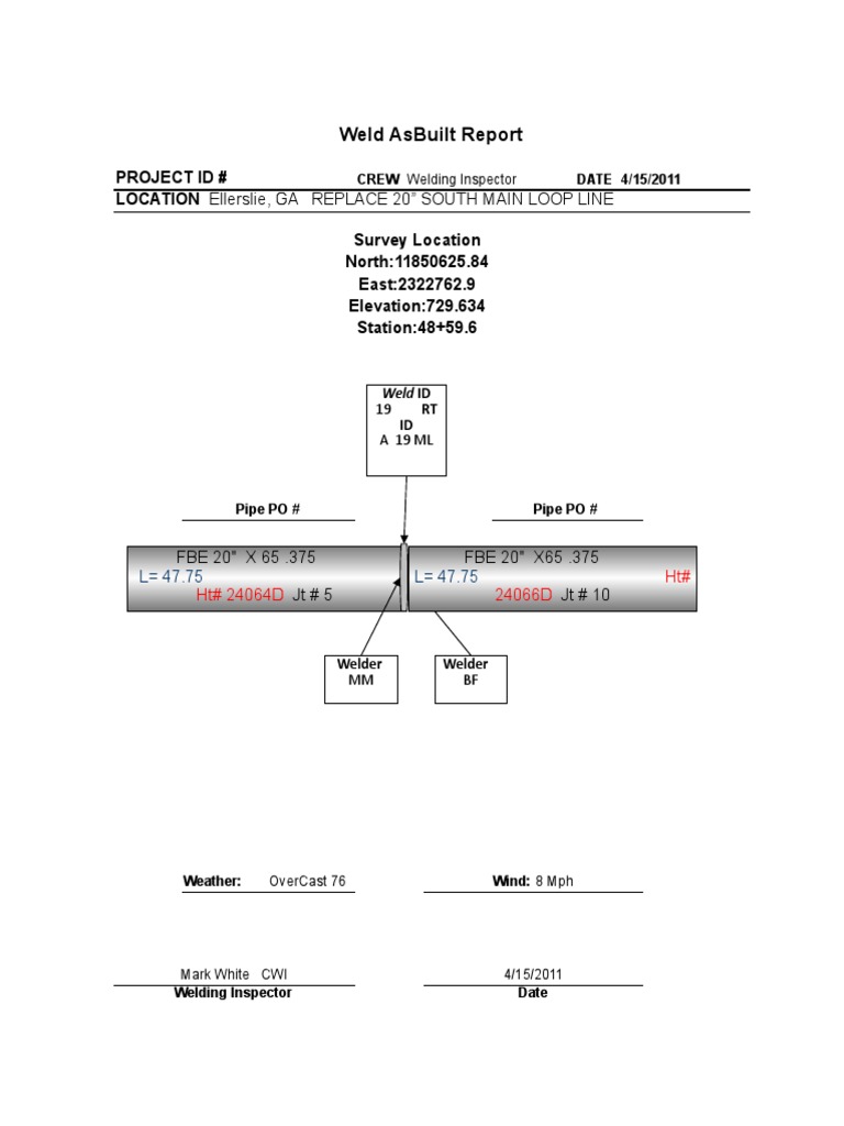 Weld AsBuilt Report Summary | PDF