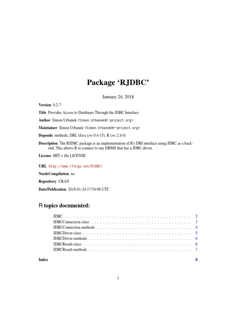 Package Rjdbc R Topics Documented Pdf Method Computer Programming Class Computer 3189