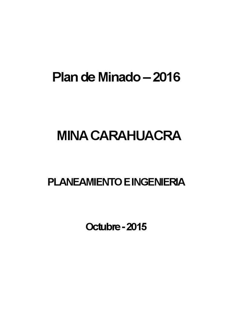 PLAN de Minado Carahuacra | PDF | Geología | Átomos