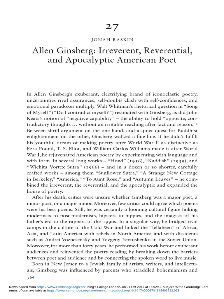 Allen Ginsberg's Iconoclastic Poetry | PDF | Allen Ginsberg | Beat ...