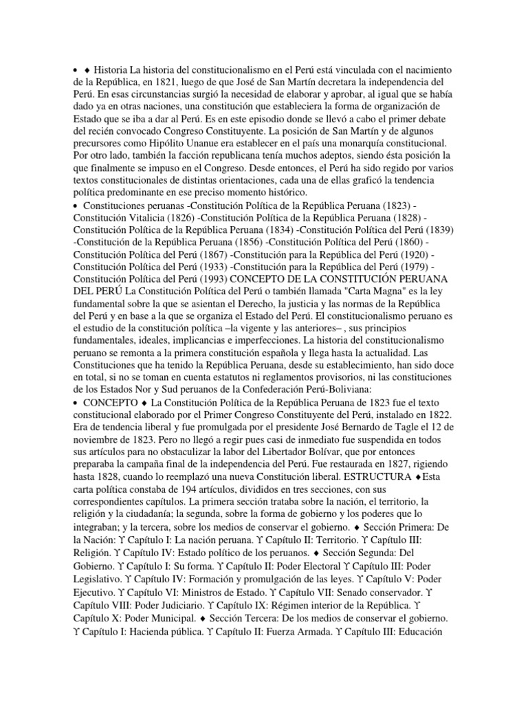 Historia La Historia Del Constitucionalismo | PDF | Constitución | Perú