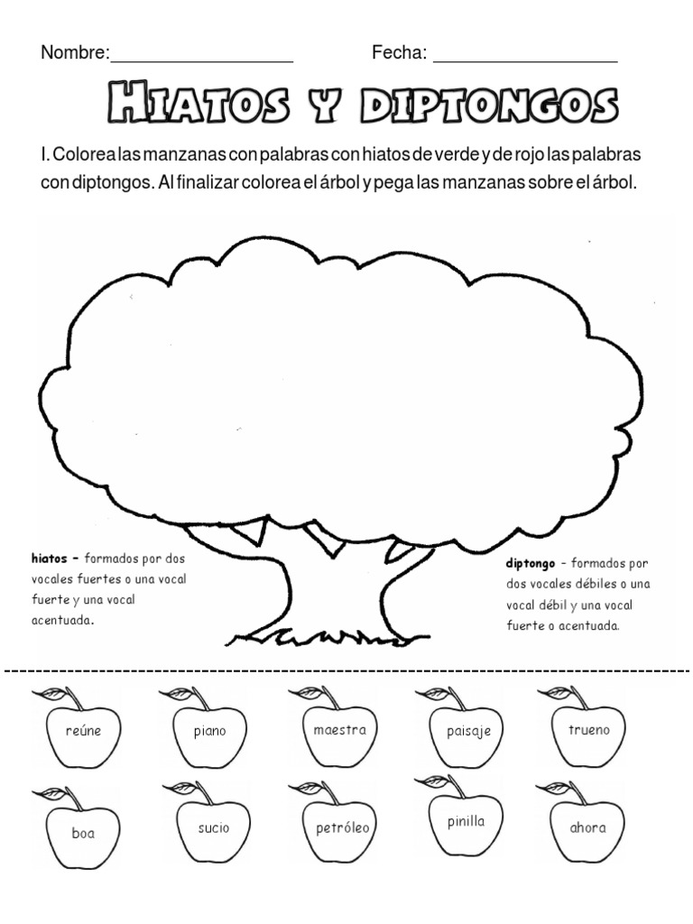 Ficha Hiatos y Diptongos | PDF