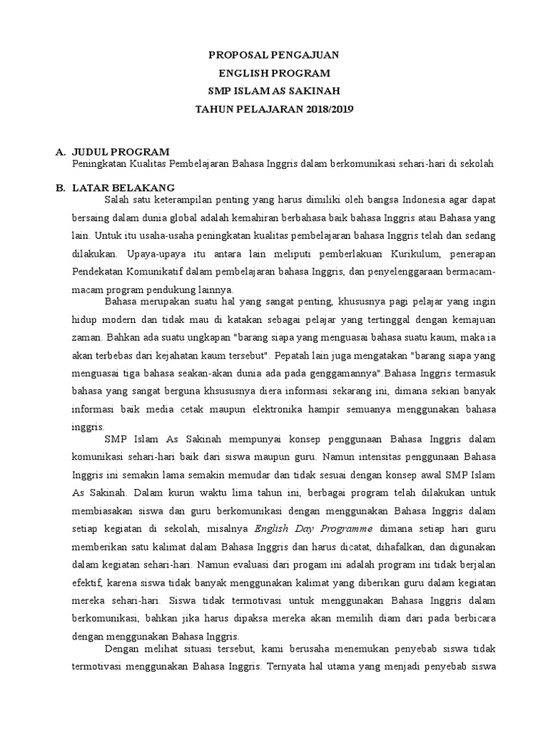 Proposal Program Peningkatan Bahasa Inggris | PDF | Karier & Perkembangan