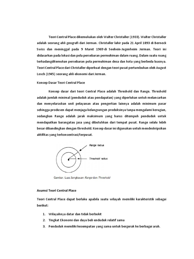 Teori Central Place Walter Christaller | PDF