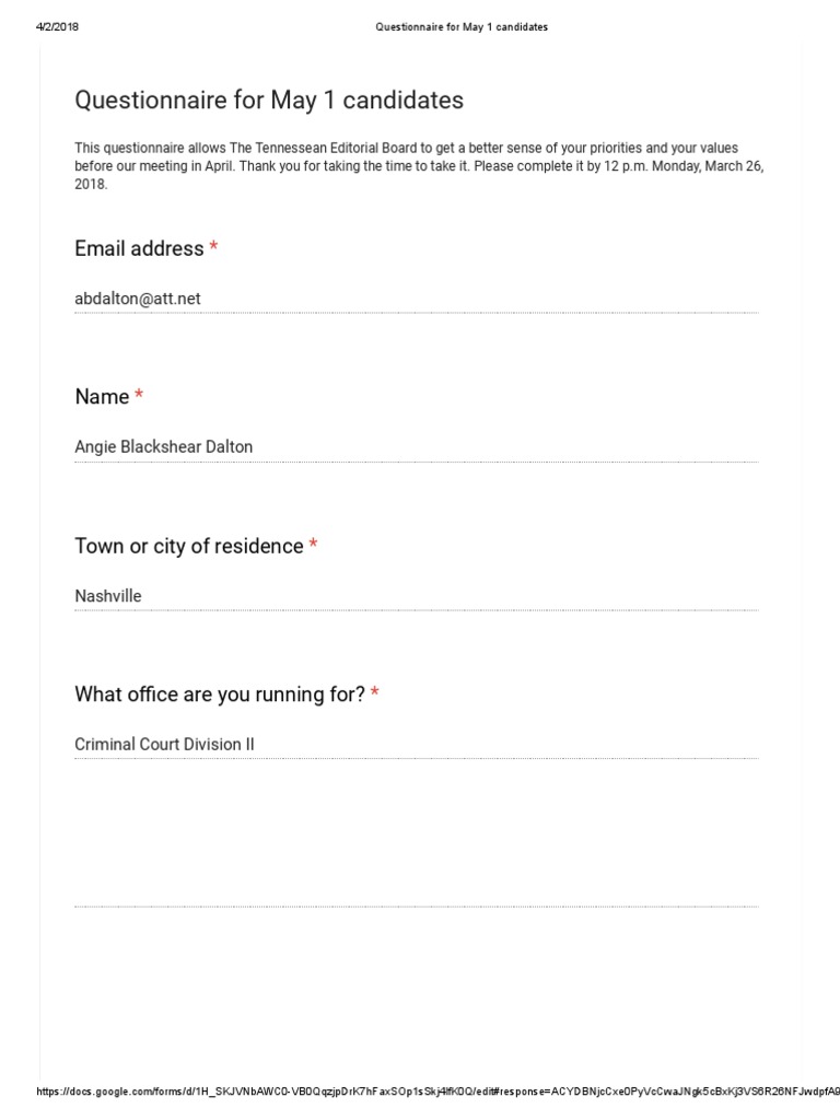Davidson County Candidate Questionnaires | PDF | Victimology | Prosecutor