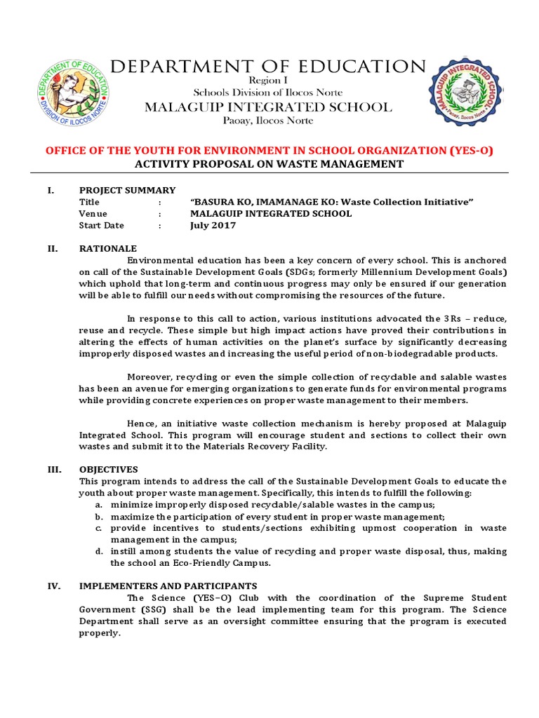 Basura Ko Bitbit Ko A Waste Management Proposal | PDF | Waste ...