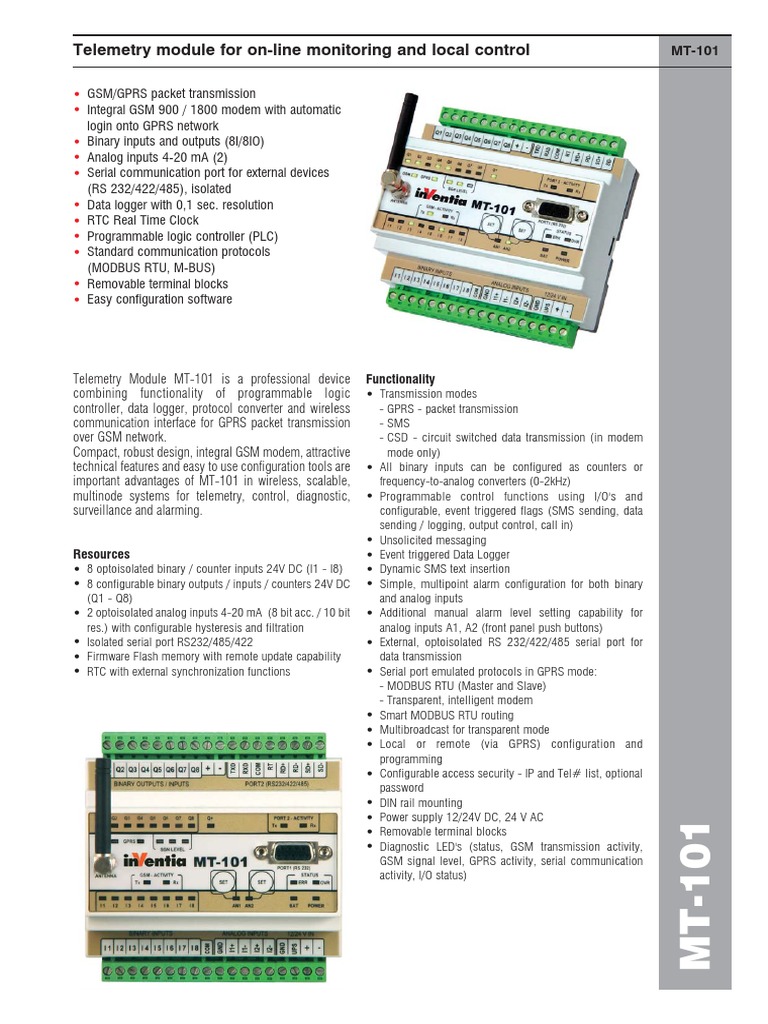 Telemetry Module For On-Line Monitoring and Local Control | PDF | General Packet Radio Service ...