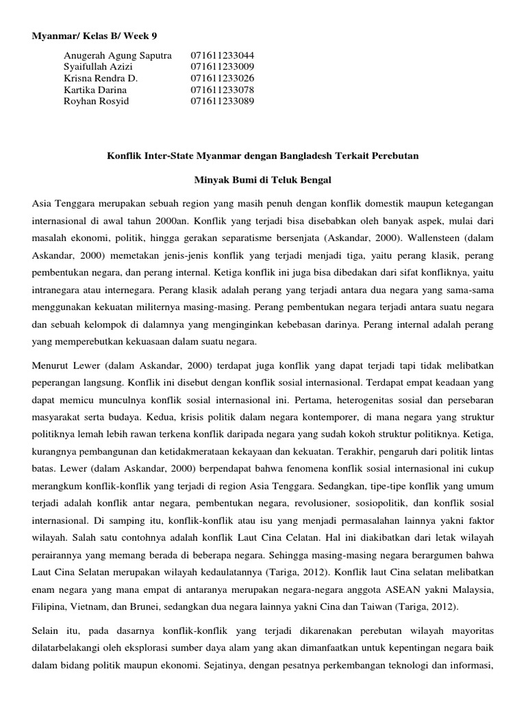 Konflik Maritim Myanmar-Bangladesh | PDF | Politik | Ilmu Sosial