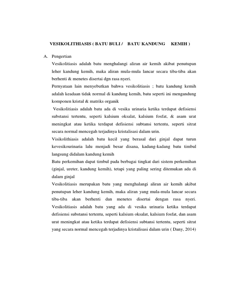 VESIKOLITHIASIS | PDF