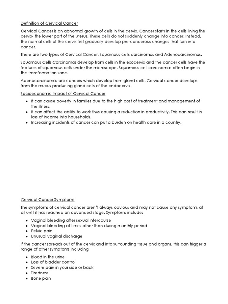 Definition of Cervical Cancer | PDF