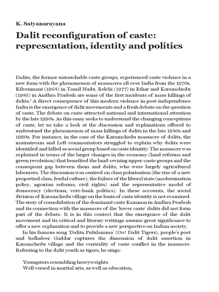 Dalit Reconfiguration of Caste PDF | PDF | Dalit | Caste