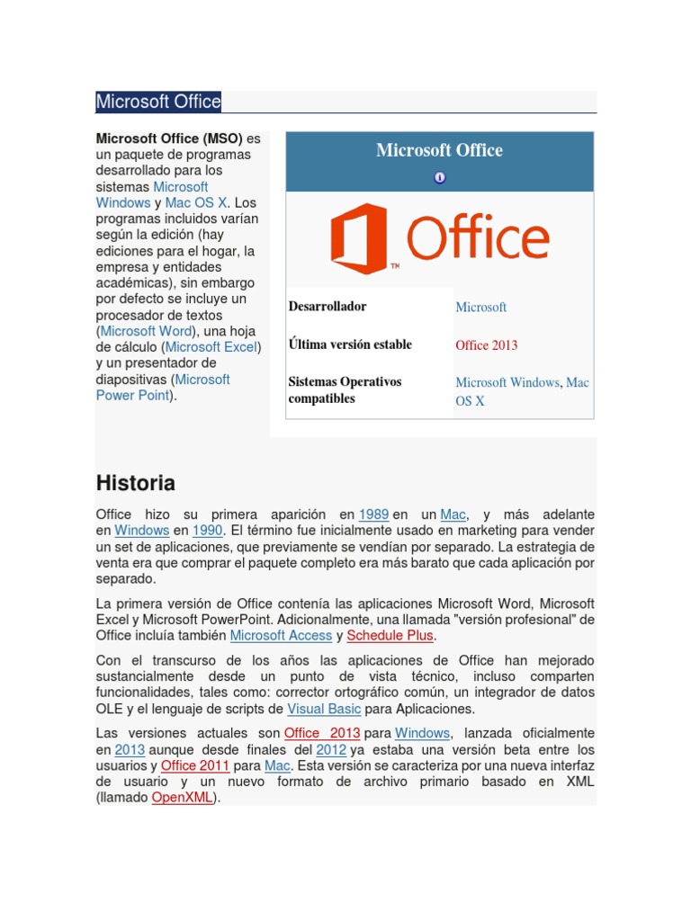 Descripción general del paquete de oficina Microsoft Office: sus ...