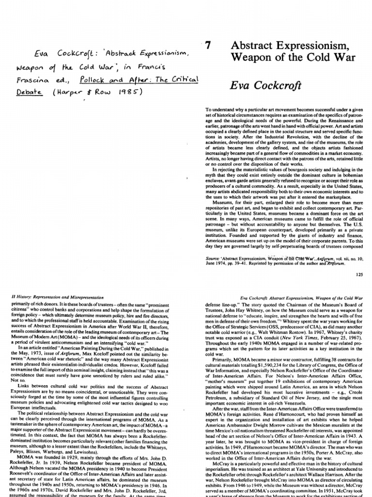 Cockcroft Eva - Abstract Expressionism, Weapon of The Cold War | PDF ...