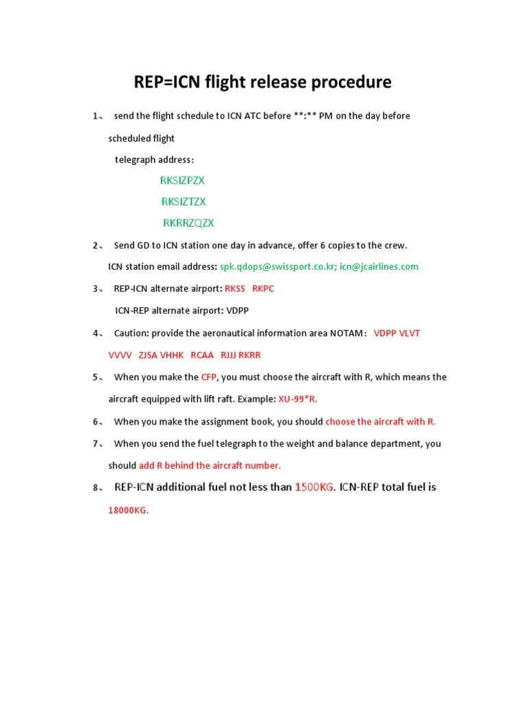 REP HIA Flight Release Procedure | PDF | Air Traffic Control ...