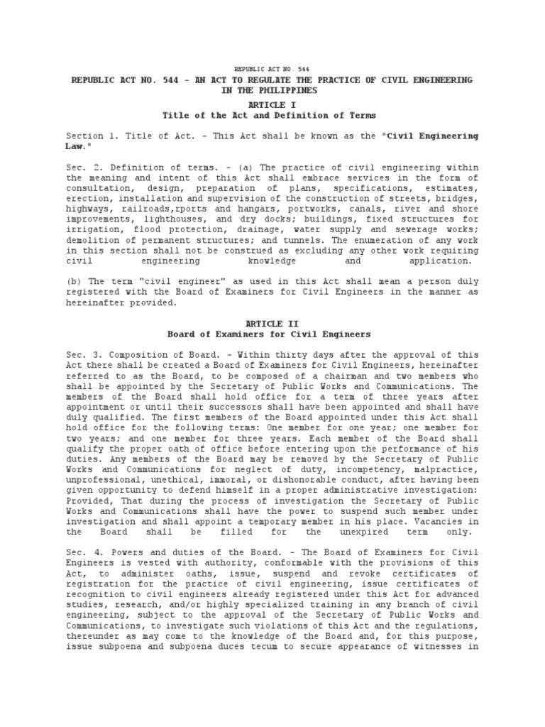 The Civil Engineering Law | PDF | Engineer | Civil Engineering