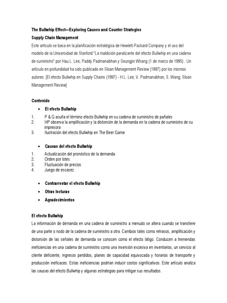 Efecto Bullwhip en Cadenas de Suministro | PDF | Procter & Gamble ...