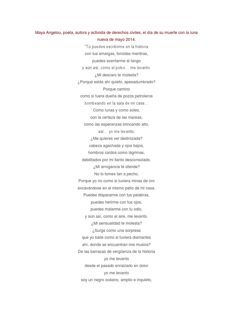 Maya Angelou y Aún Así, Me Levanto. | PDF | Maya Angelou