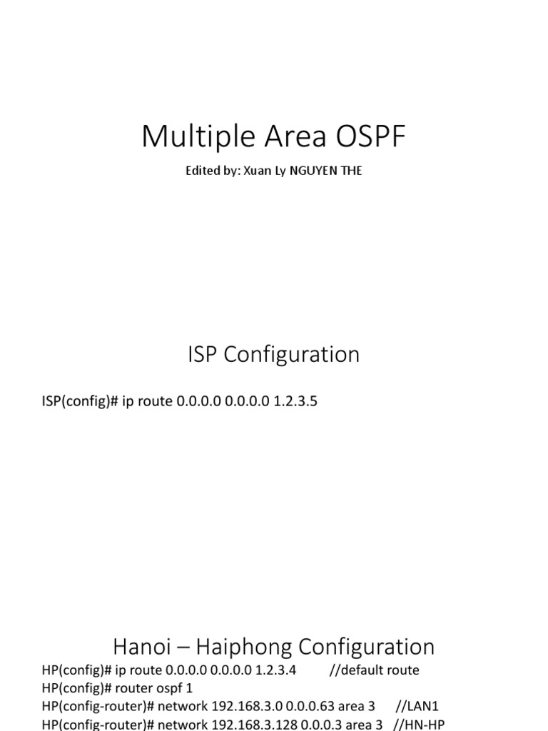 Multiple Area OSPF Configuration | PDF