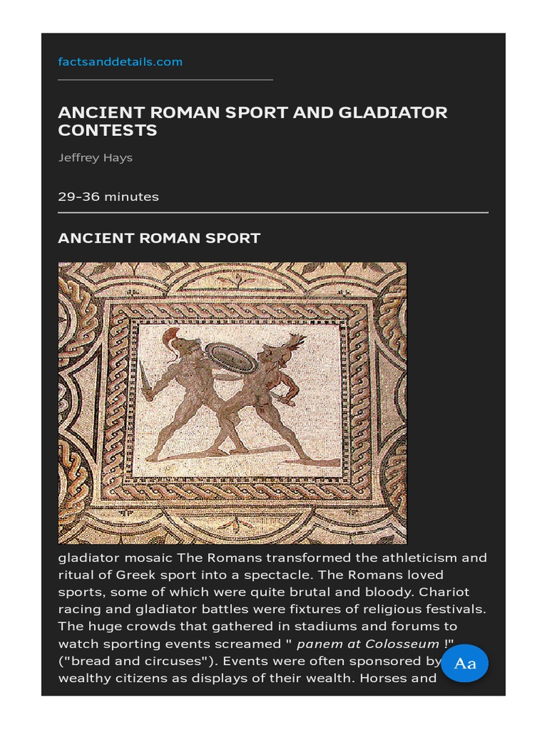 Ancient Roman Sport and Gladiator Contests PDF | PDF | Gladiator ...