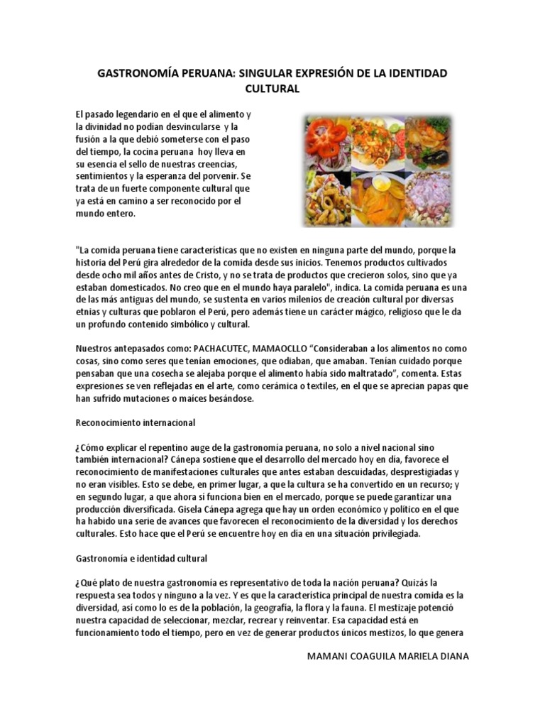 La gastronomía peruana: Una expresión única de la diversidad cultural e ...